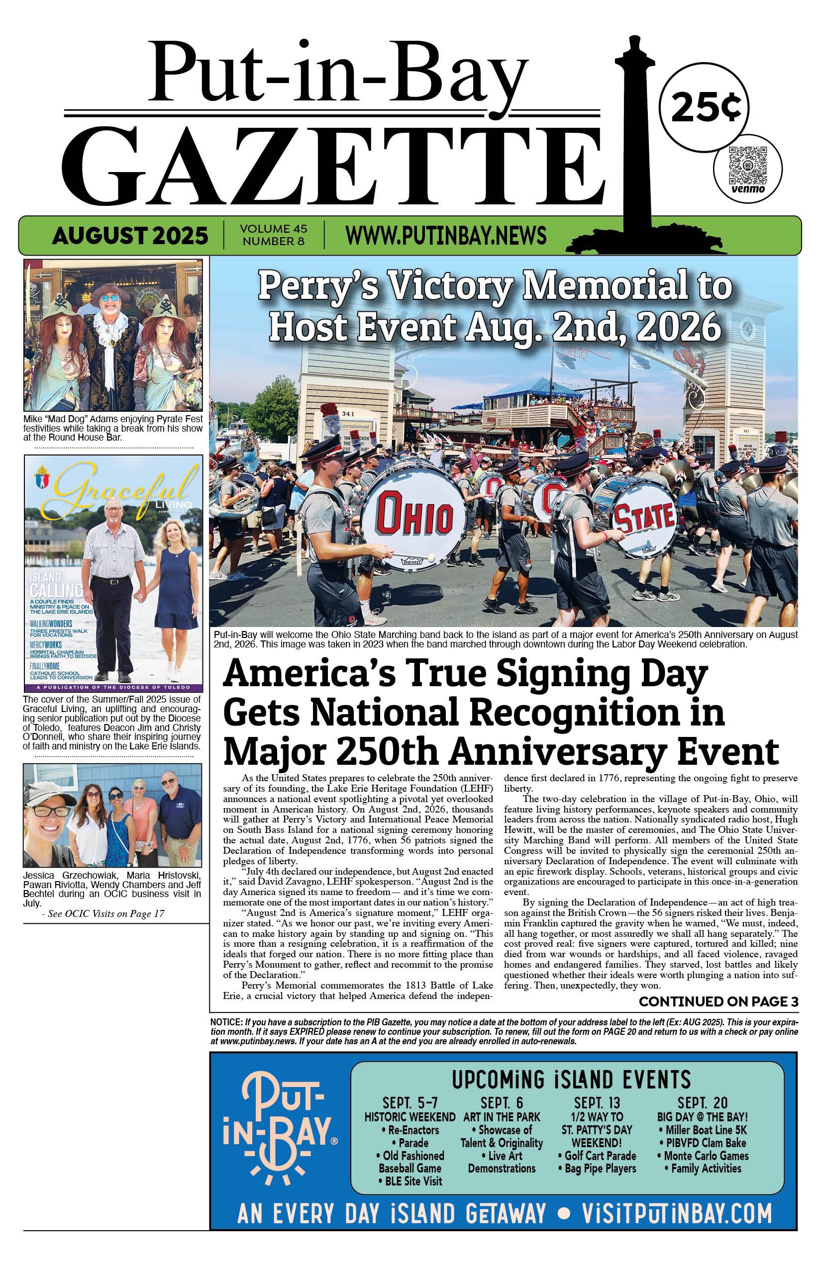 OCIC Visits Put-in-Bay - August 2025 Gazette - Put-in-Bay Reservations